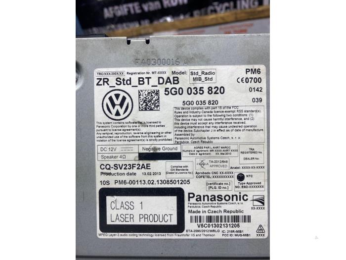 Radio CD player Volkswagen Golf VII 1.2 TSI 16V - 5G0919605 PANASONIC