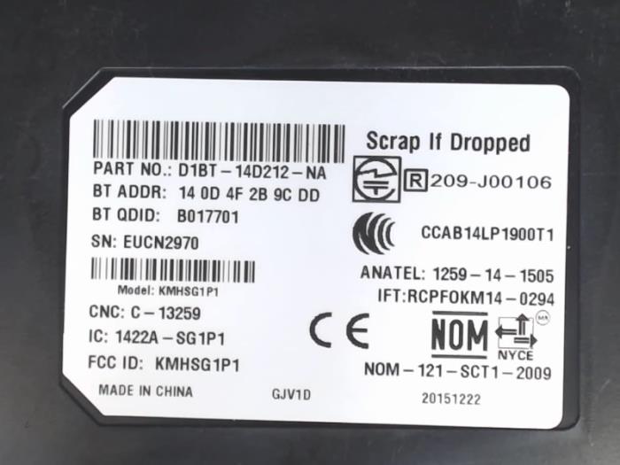 Gateway module Ford Fiesta - D1BT14D212NA FOMOCO