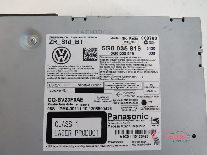 Radio CD player Volkswagen Golf VII 1.6 TDI 16V - 5G0919605 Vw Panasonic